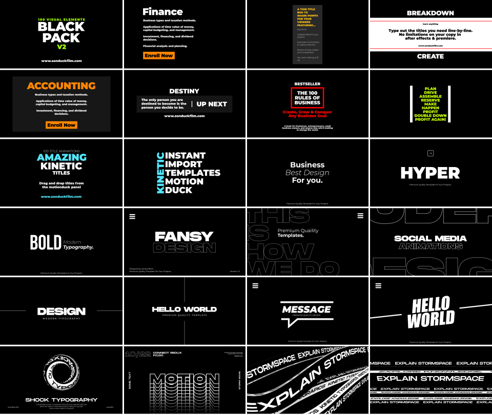 Duck Pack | 100 Free AE & PR Templates – SonduckFilm